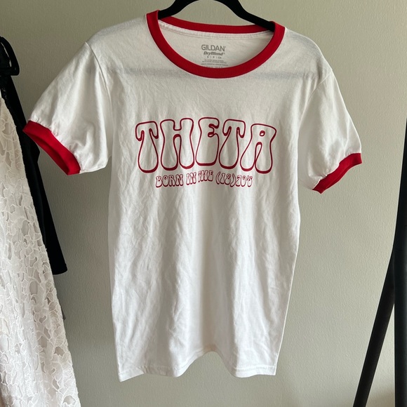 Gildan | Tops | Kappa Alpha Theta Sorority 7s White And Red Ringer ...